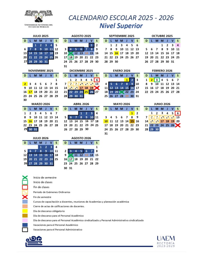 Calendario - Escuela de Estudios Superiores de Yecapixtla | UAEM ...